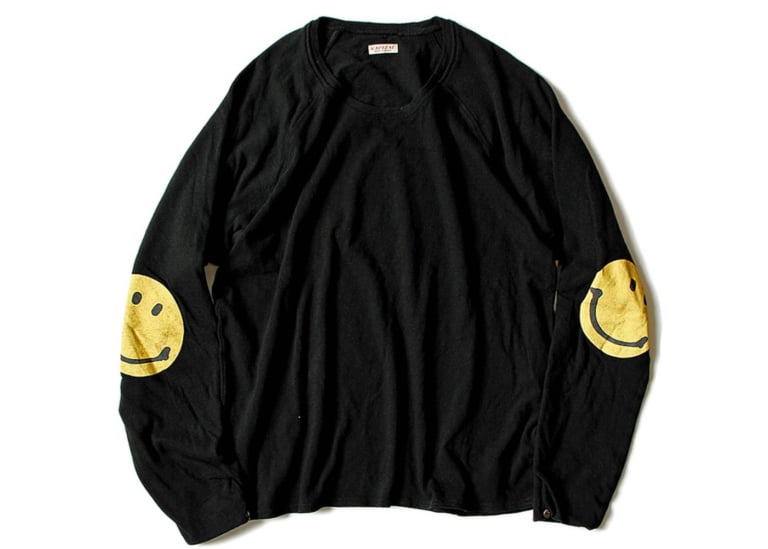 Buy Kapital Elbow Smiley Long Sleeve Tee Black Online in Australia ...