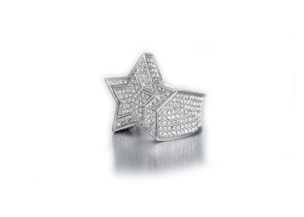 Buy Lost General Diamond Studded Double Star Ring Silver Online in ...