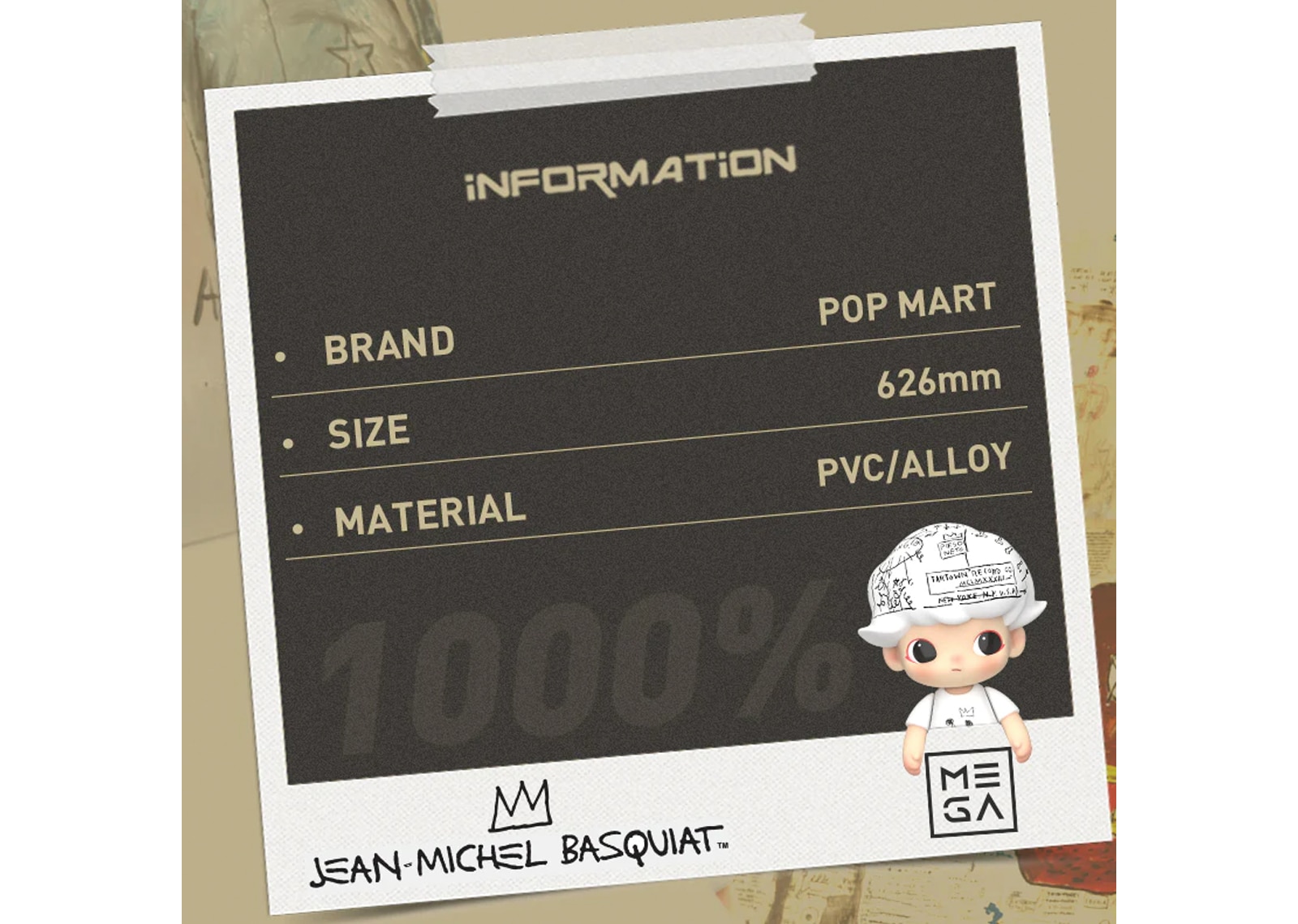 Pop Mart Mega Collection 1000% Just Dimoo x Jean-Michel Basquiat | KICKSTW