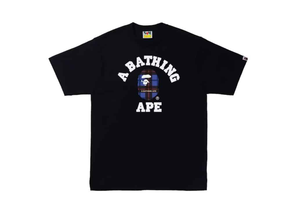 Buy BAPE Logo Check College Tee Black/Blue Online in Australia | KickSTW