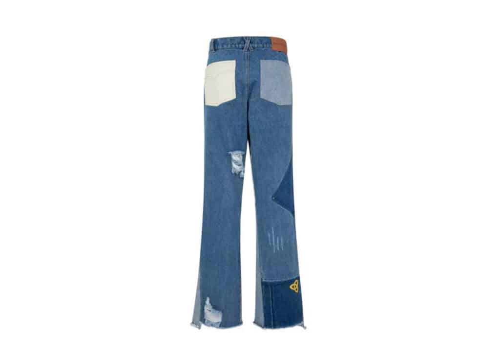 Buy Aventen Pin Deconstruction Bell-Bottom Jeans Blue Online in ...