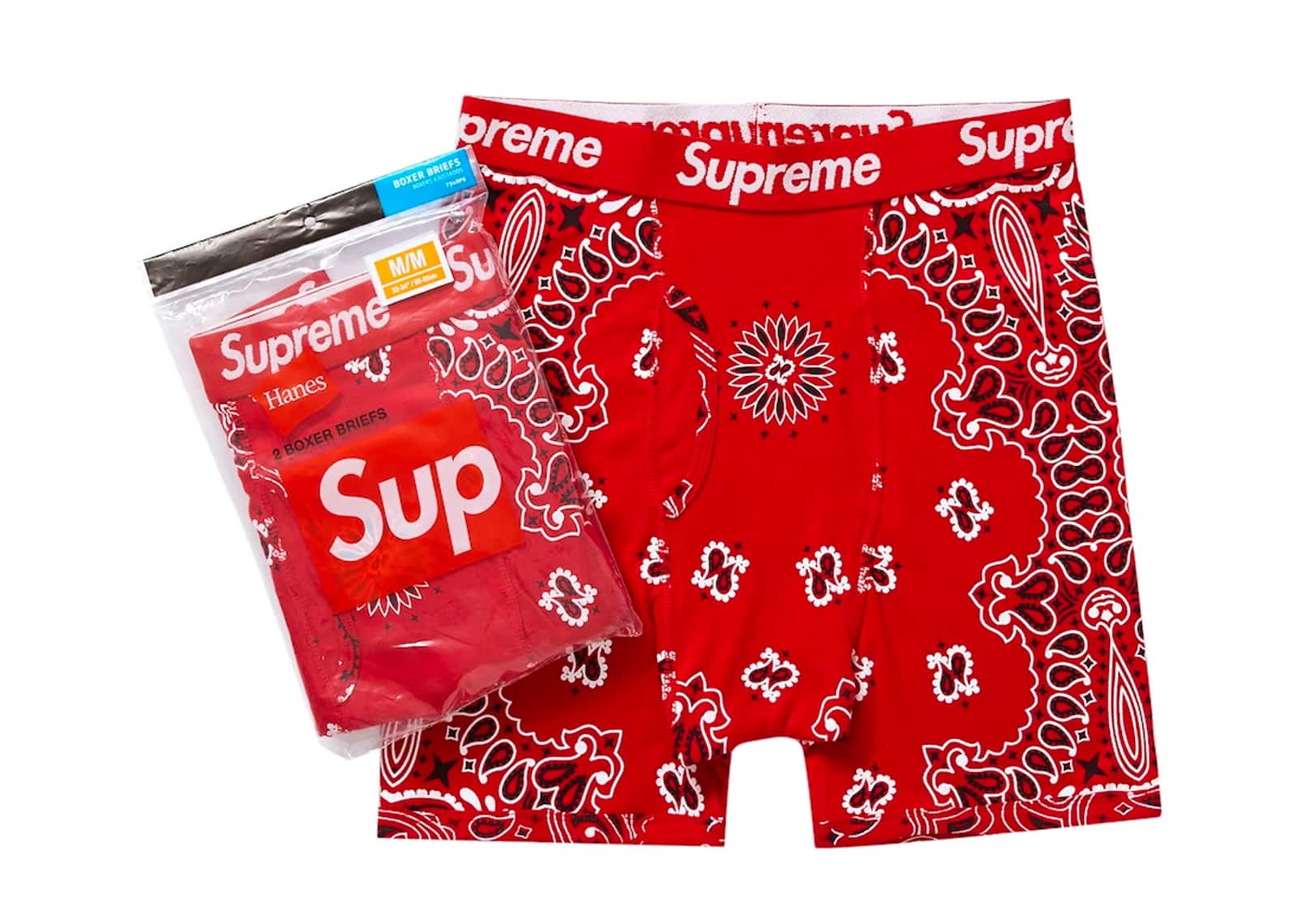 Buy Supreme Hanes Bandana Boxer Briefs (2 Pack) Red Online in Australia ...