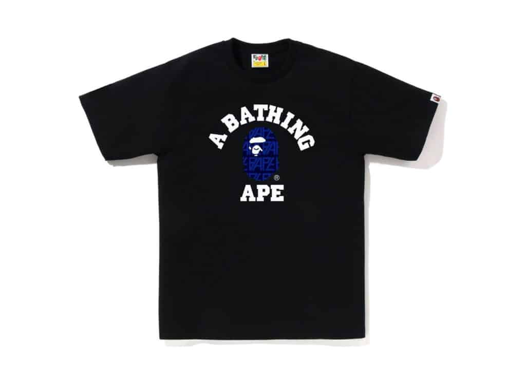 Buy BAPE Logo Monogram College Tee Black Navy Online in Australia | KickSTW