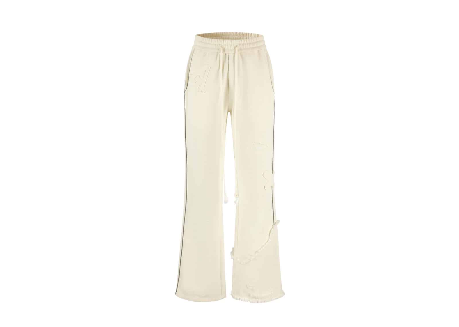 Buy Aventen Pin Bottom Denim Patchwork Pants Cream Online in Australia ...