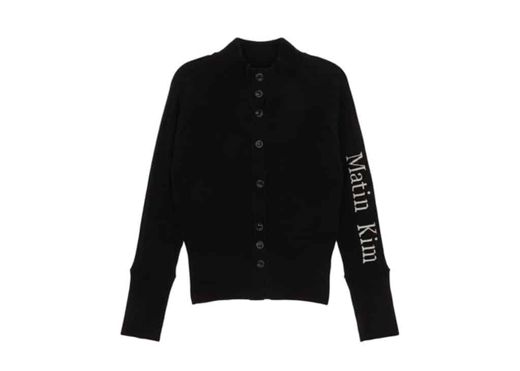 Buy Matin Kim High Neck Sleeve Logo Knit Cardigan Black CD006 Online in Australia | KickSTW