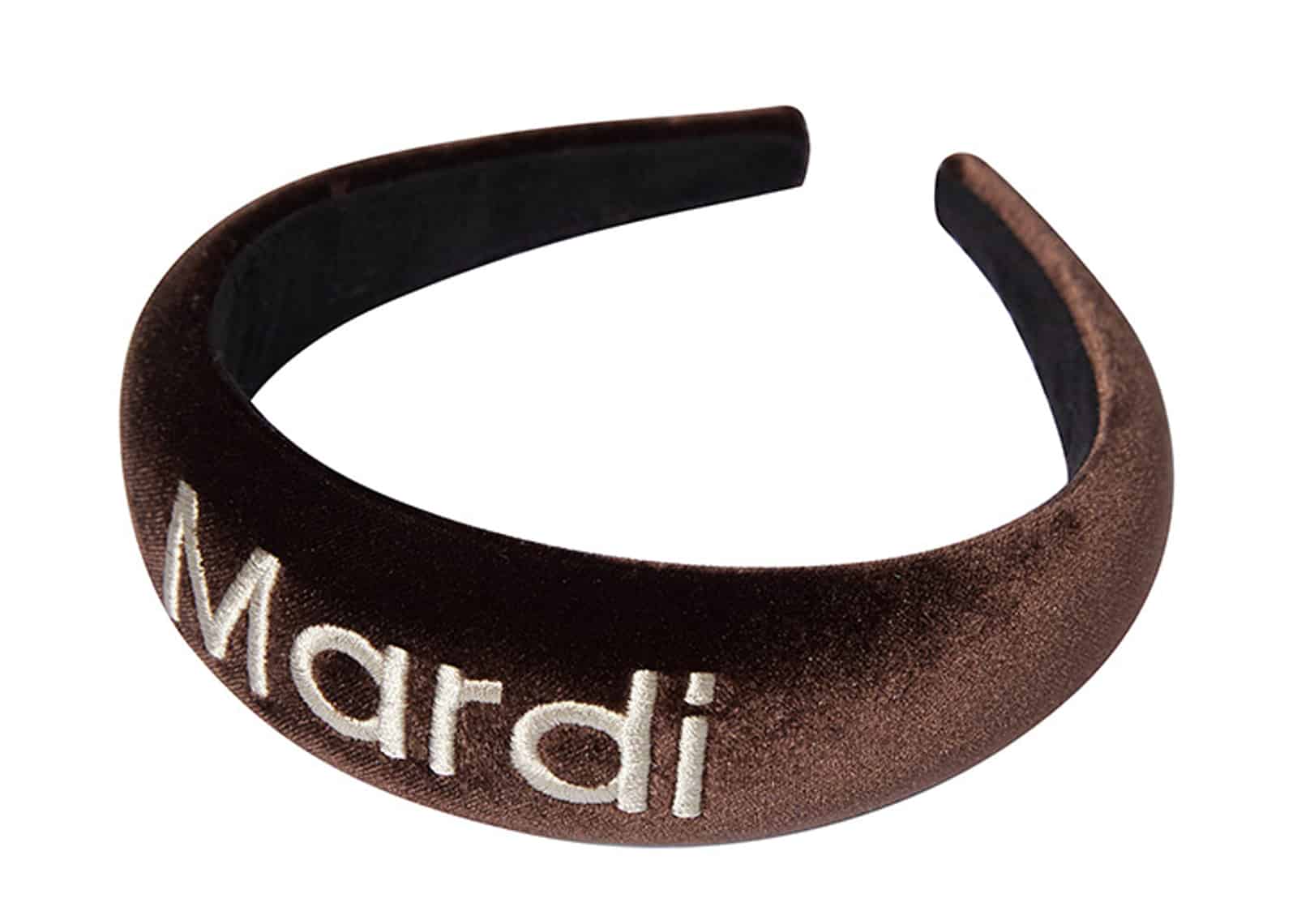 Buy Mardi Mercredi Logo Embellishment Hair Band Velvet Brown Beige ...