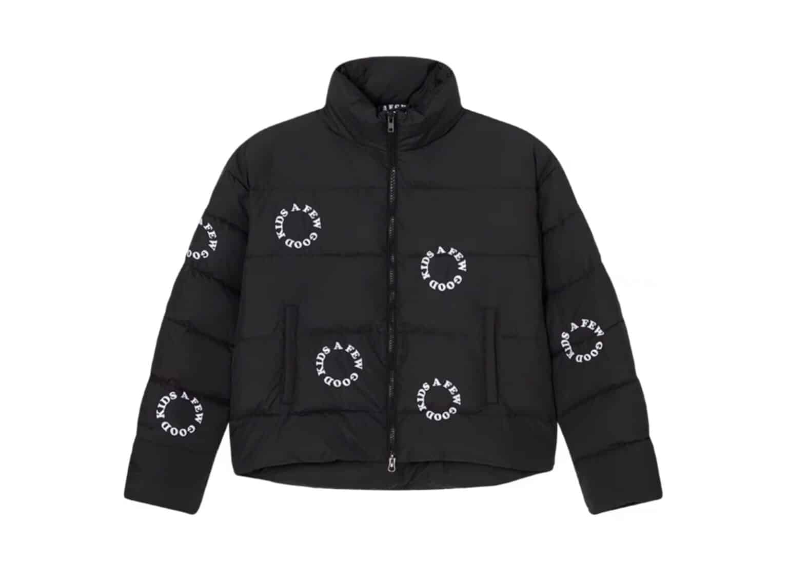 Buy A Few Good Kids Embroidered Circle Logo Puffer Jacket Black Online ...