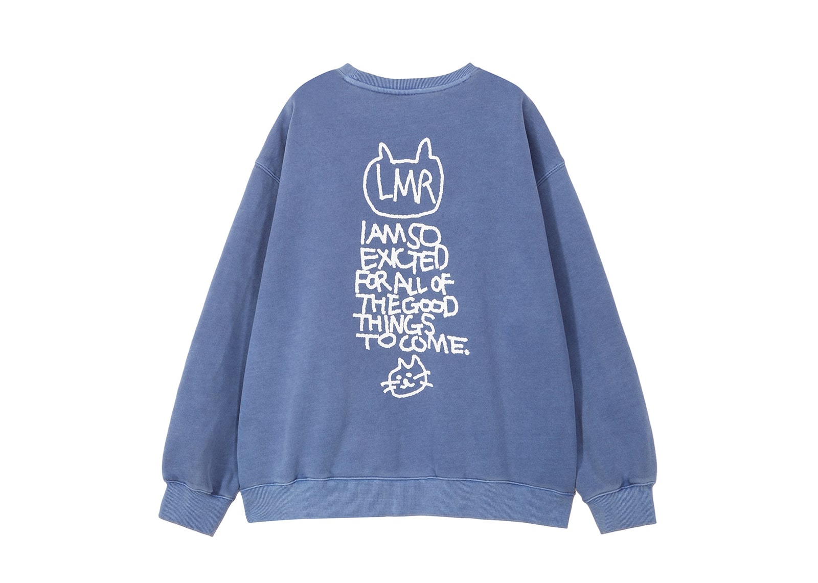 Buy LMR Symbol Logo Drawing Lettering Dyeing Crewneck Blue Online in ...