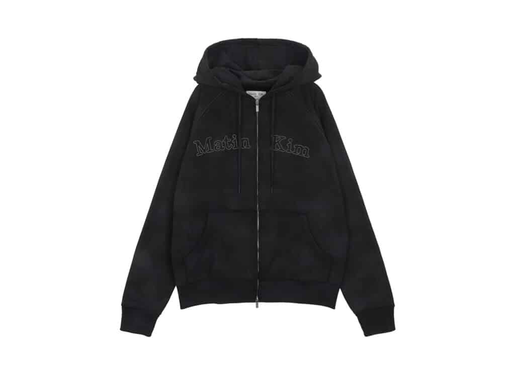 Buy Matin Kim Front Logo Stitch Washed Zip Up Hoodie Dark Grey JP034 Online in Australia | KickSTW