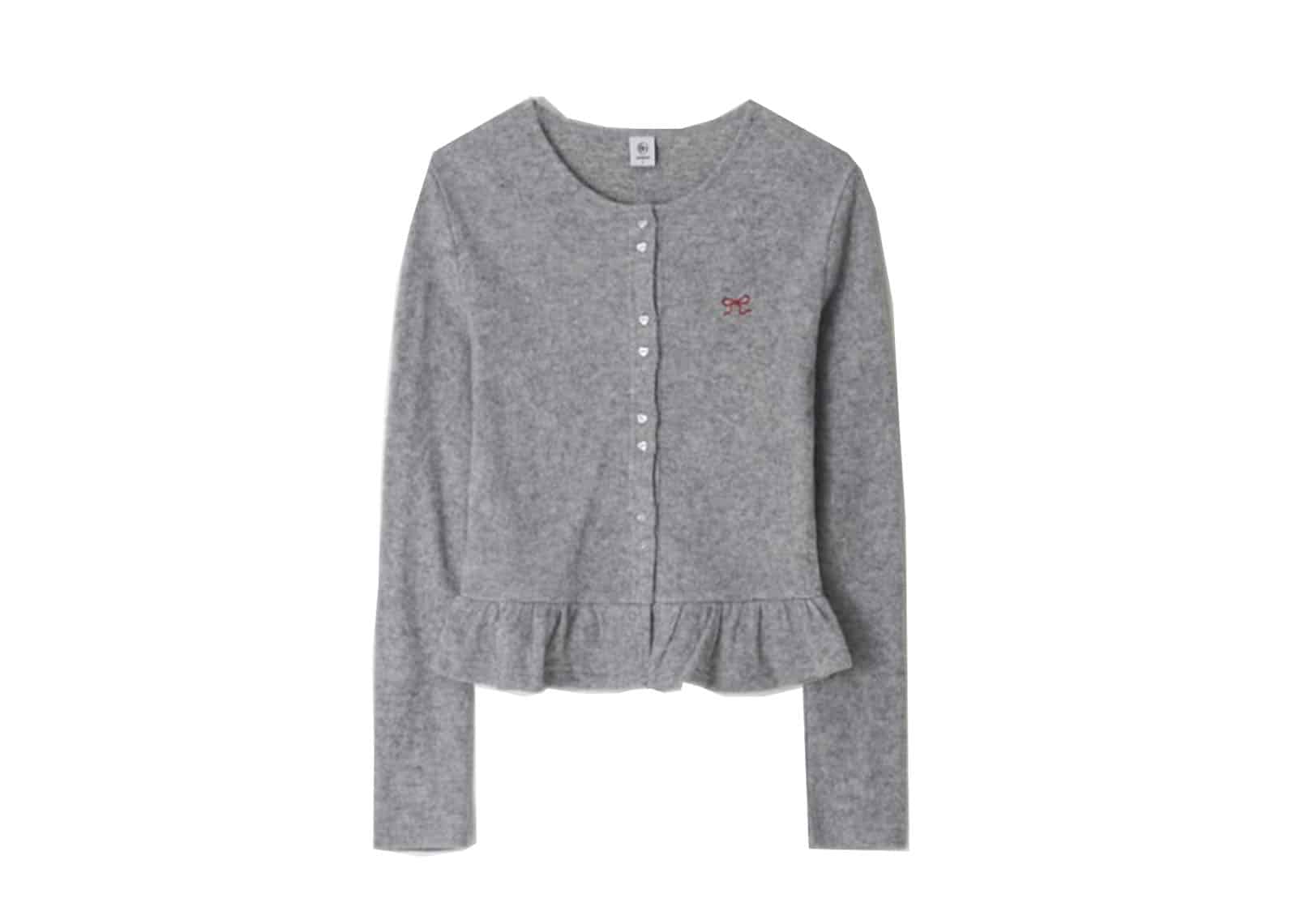 Buy Ronron Double Heart Button Frill Angora Cardigan Grey Online in Australia | KickSTW