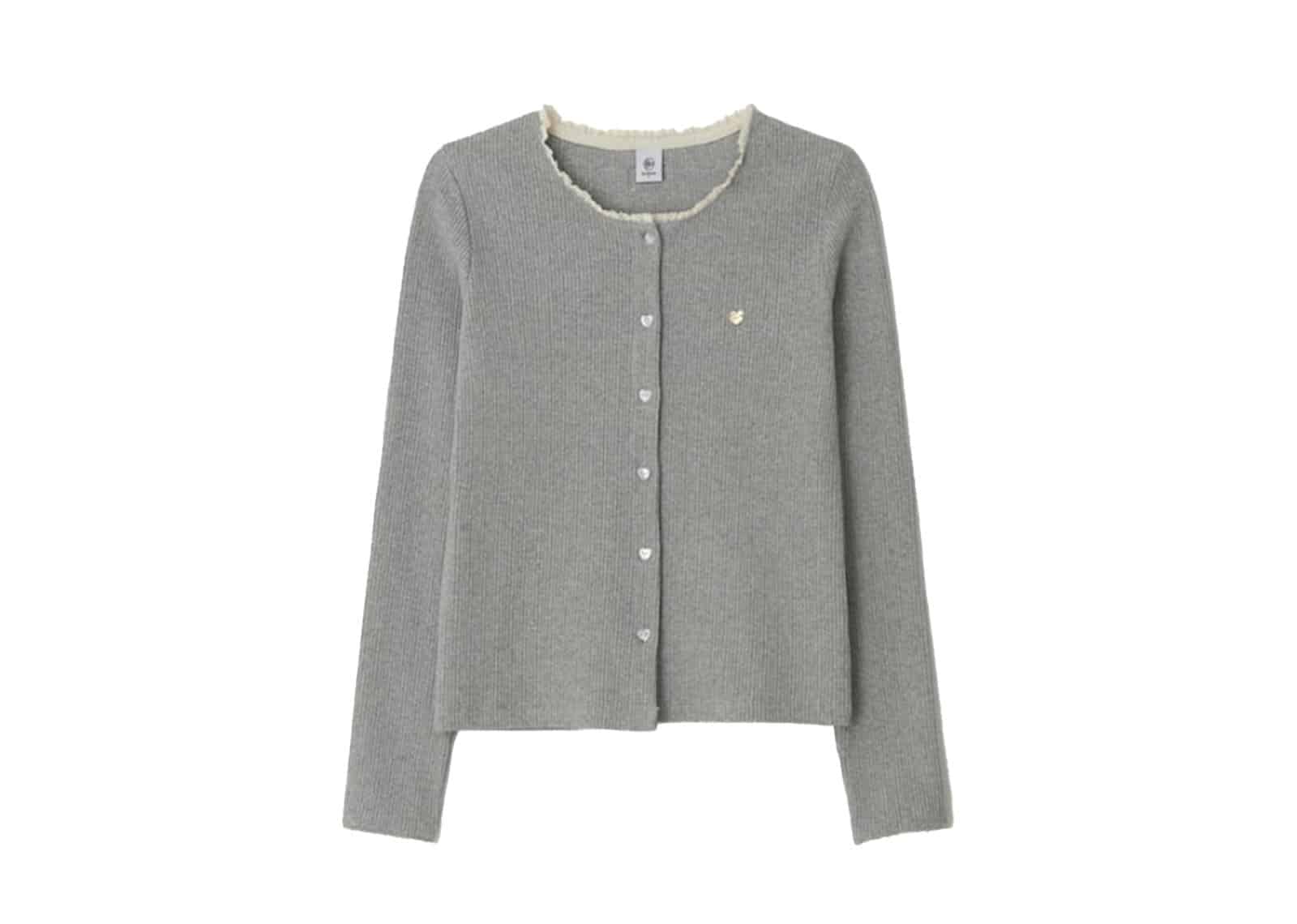 Buy Ronron Torchon Lace Heart Button Golgi Cardigan Grey Online in Australia | KickSTW