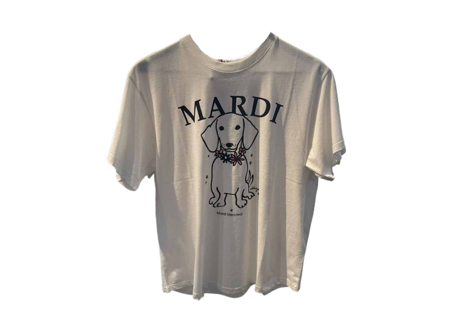 Buy Mardi Mercredi Swing the Tail DDANJI Flower Necklace Tee Ivory Pink ...